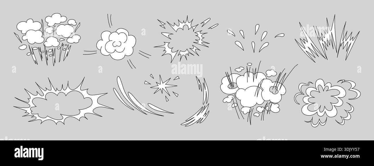 Hand-drawn superhero doodle effect featuring explosive comic burst ...