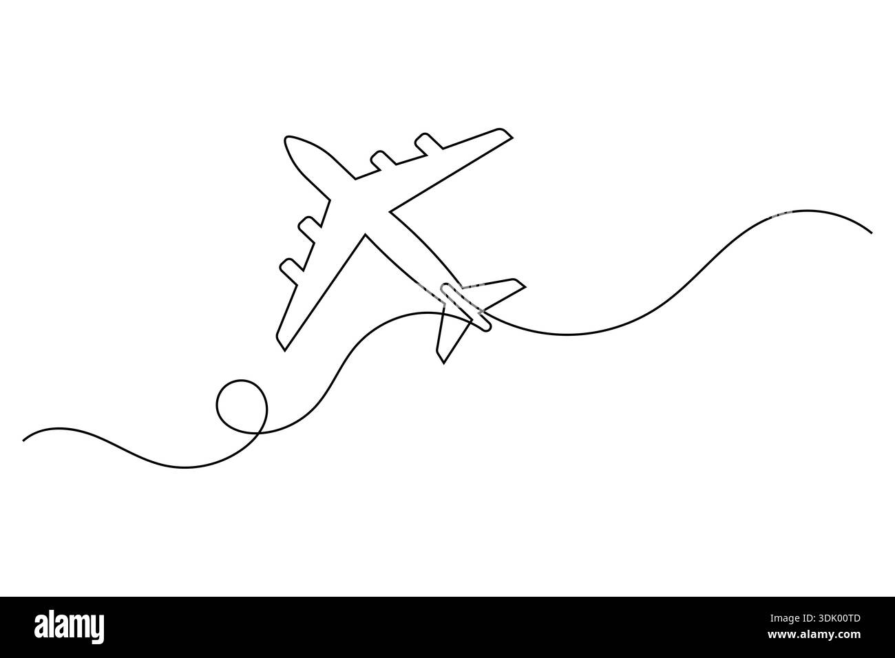 Jet plane taking off with trail continuous one line drawing minimalist ...