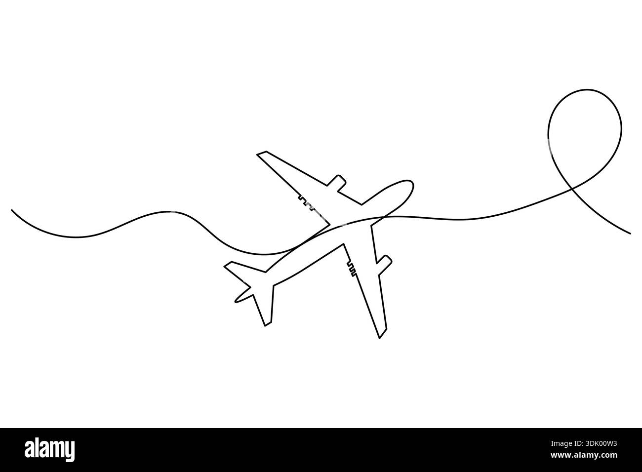 Airplane flying through clouds continuous one line drawing minimalist ...