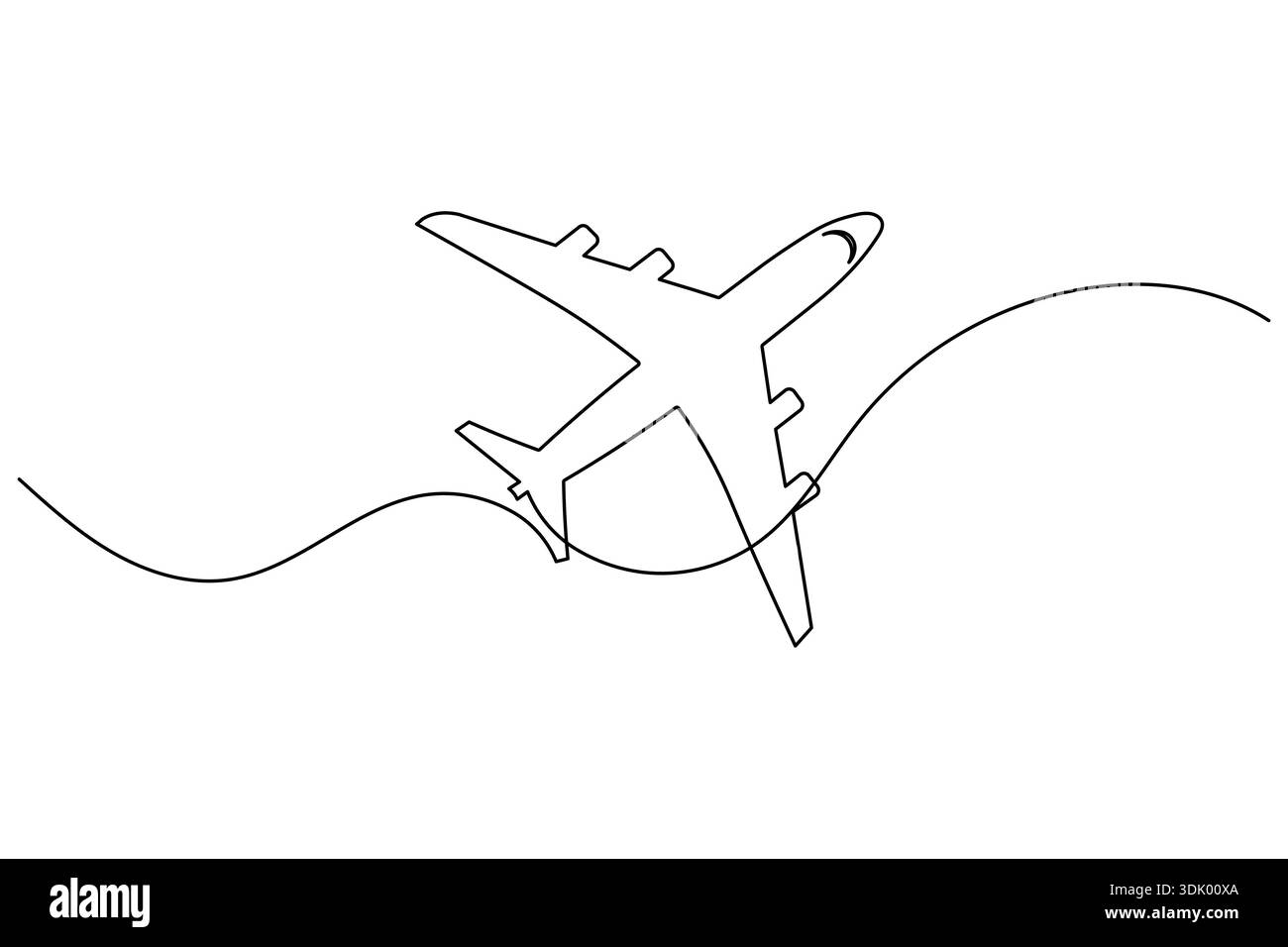Airplane flying above clouds continuous one line drawing minimalist ...