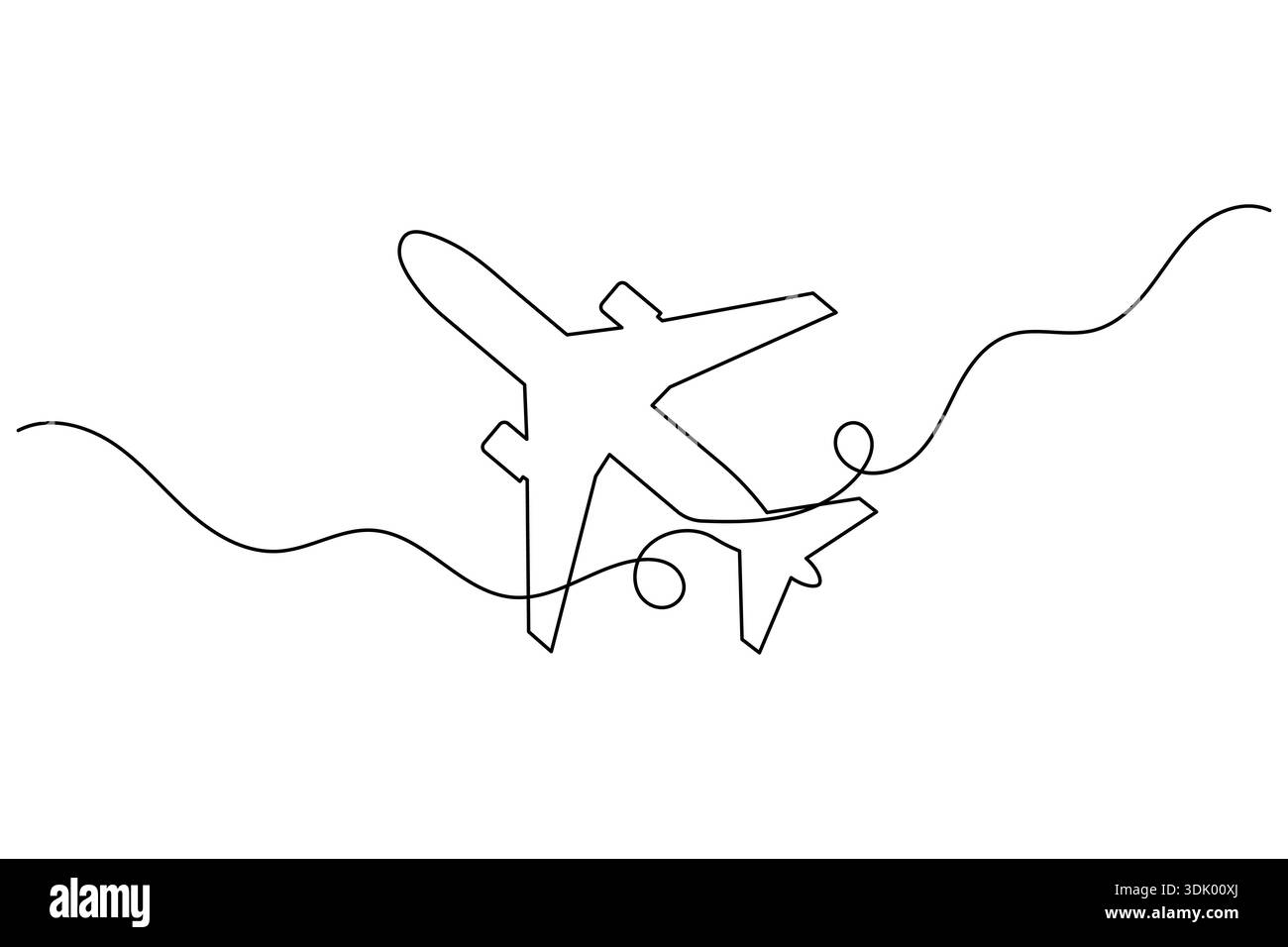 Abstract airplane flight path continuous one line drawing minimalist ...
