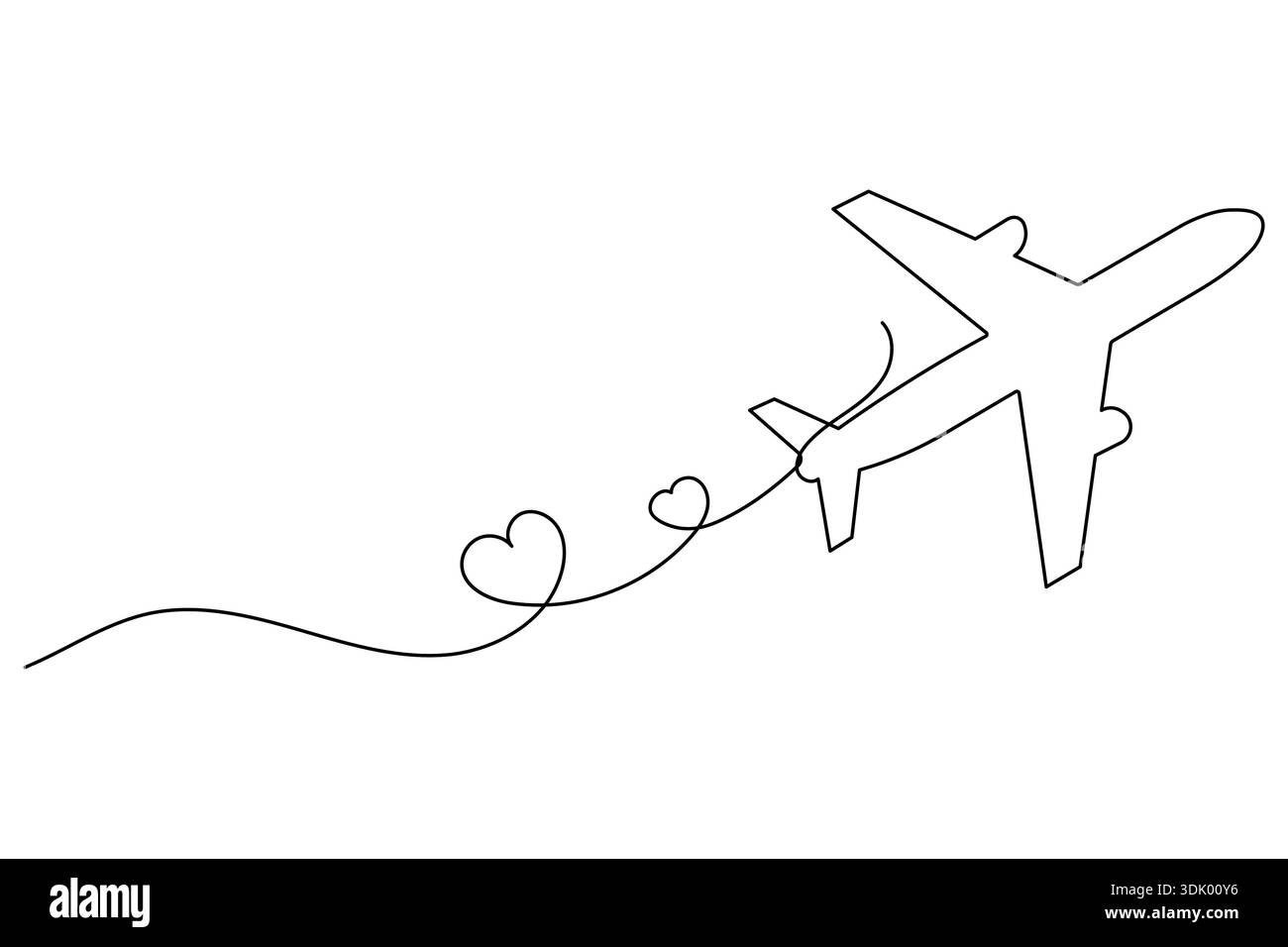 Airplane with heart trail continuous one line drawing minimalist ...