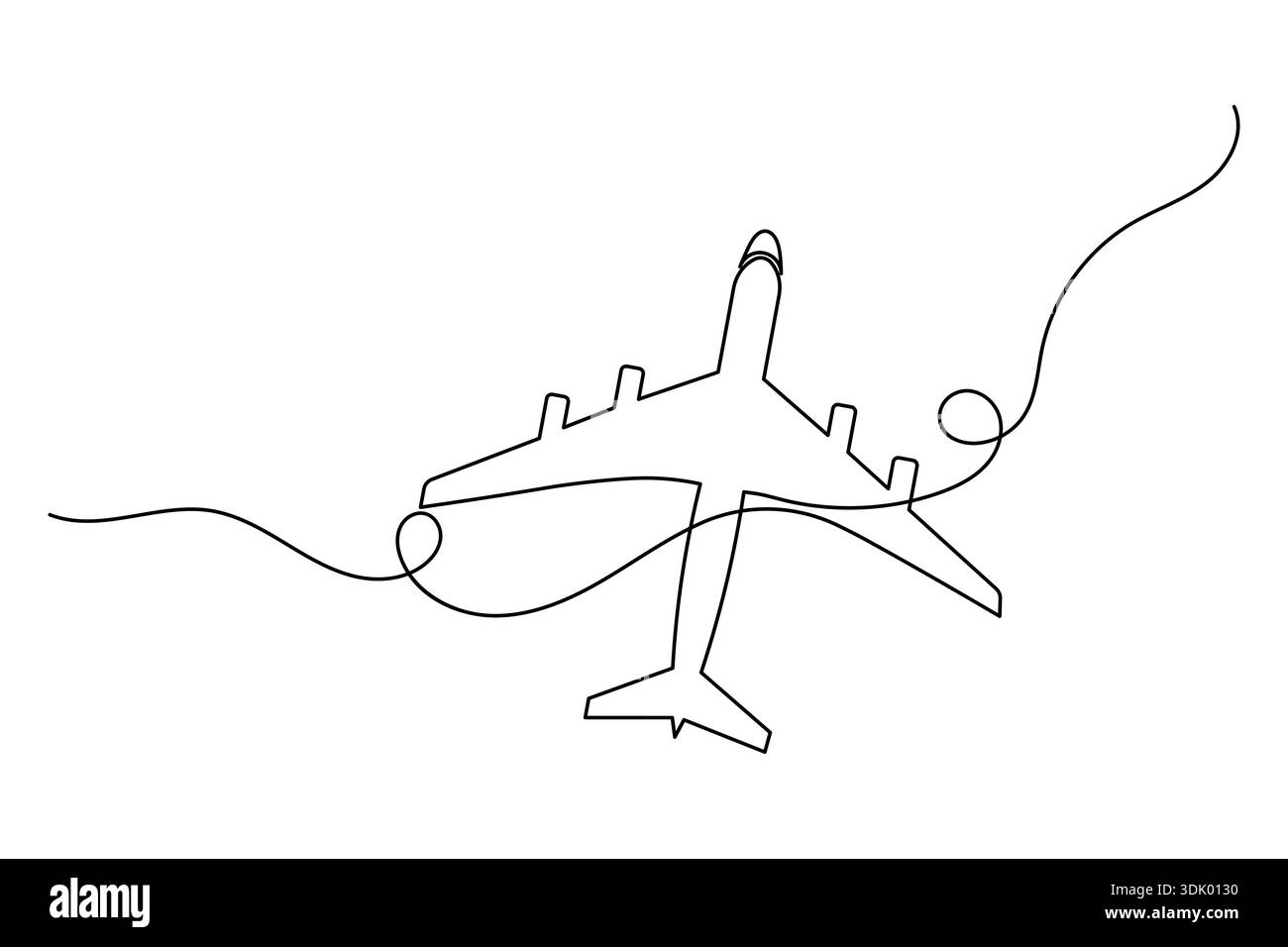Passenger airplane with artistic loops continuous one line drawing ...