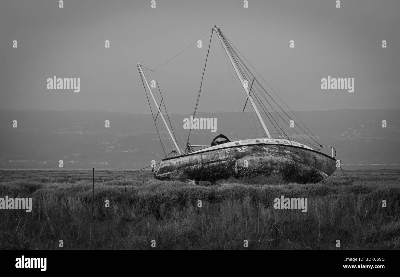 Derelict Boat Ran Aground in Dramatic Black and White | Abandoned ...