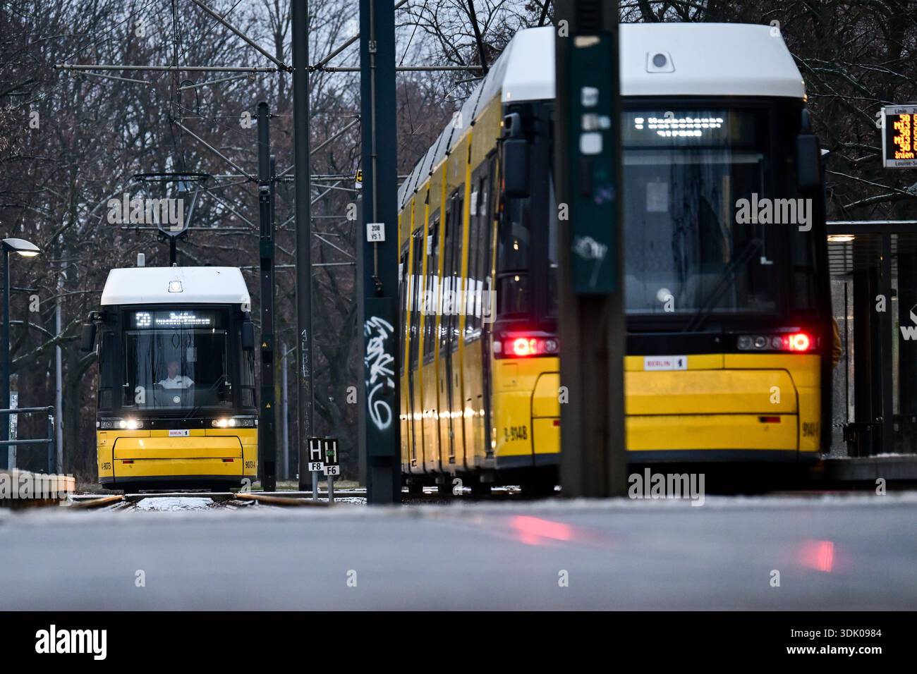 Berlin, Germany. 29th Jan, 2026. A streetcar runs in the Wedding ...