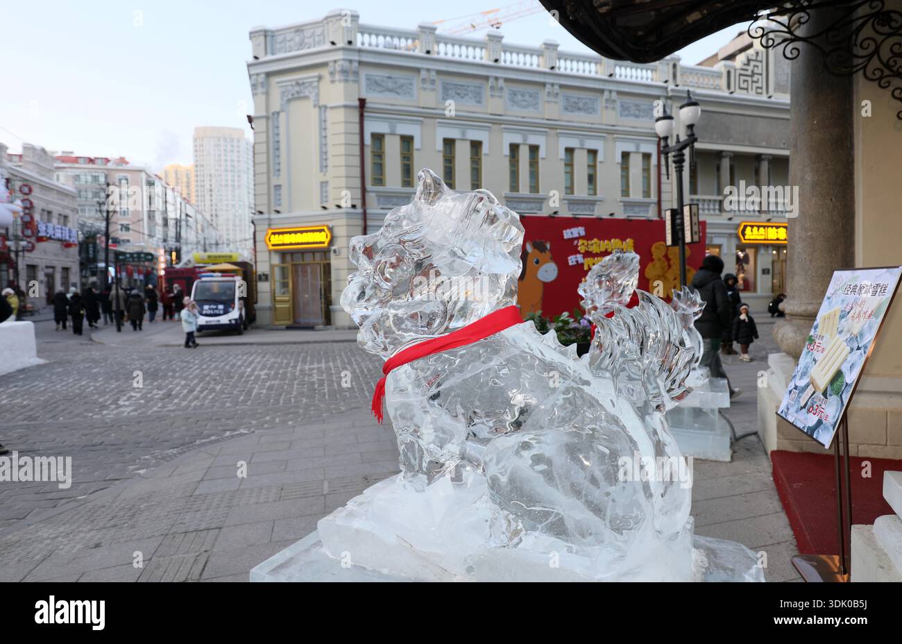 Ice and snow sculptures adorn the Baroque-style historic block in ...