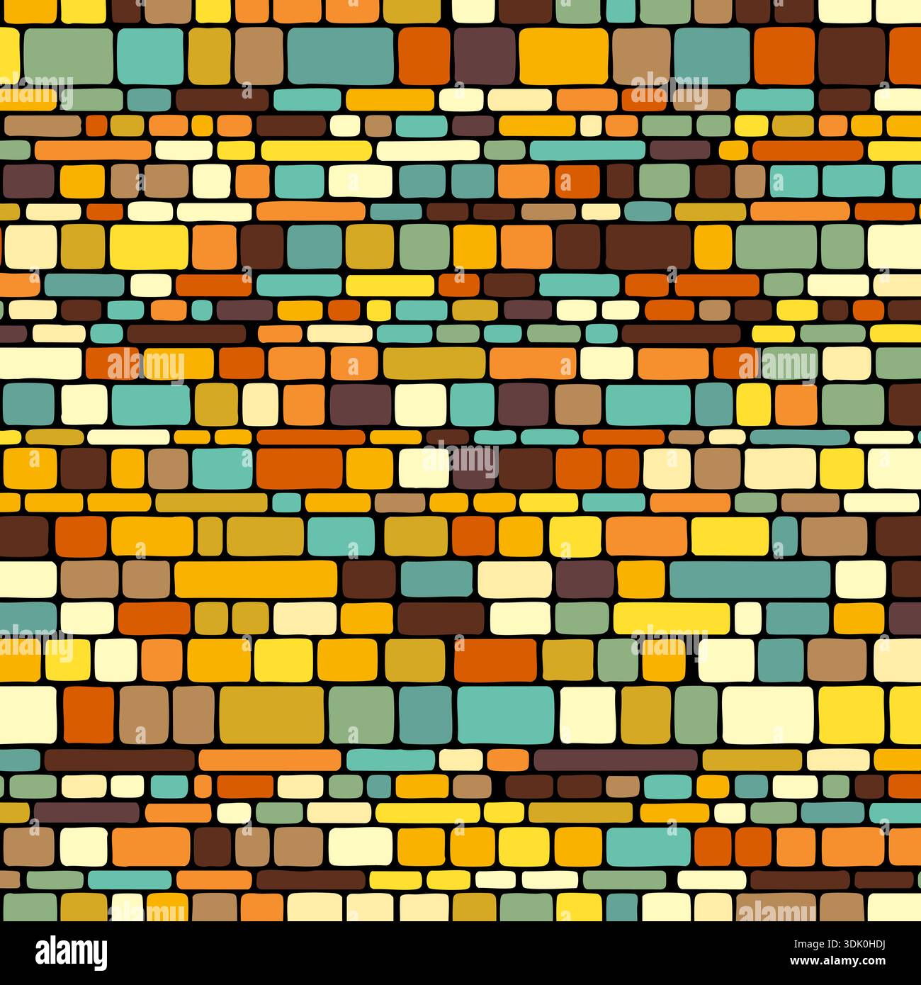 Abstract background with a multi coloured hand drawn brick design Stock ...