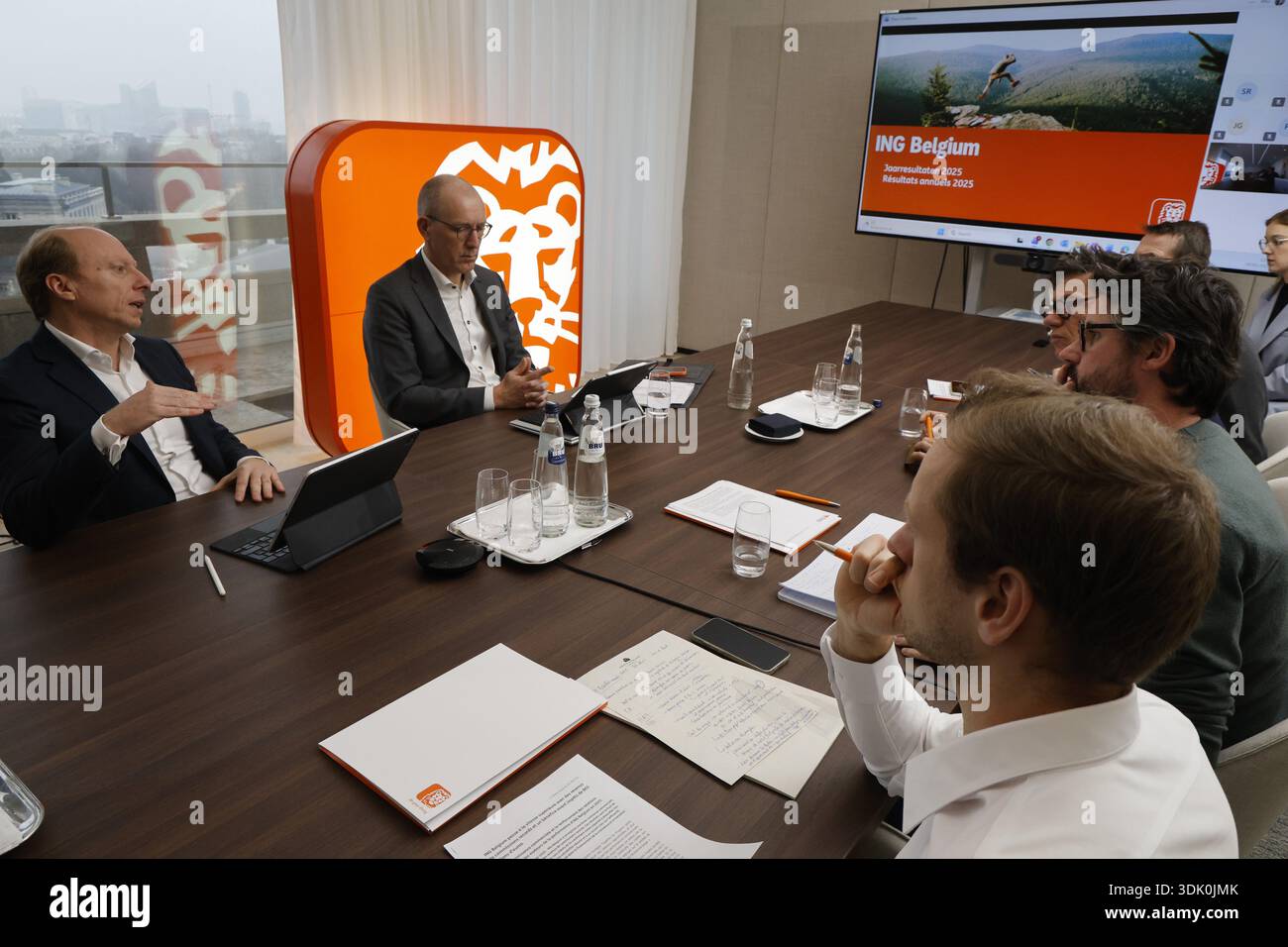 ING CEO Peter Adams and ING CFO Hans De Munck pictured during a press ...