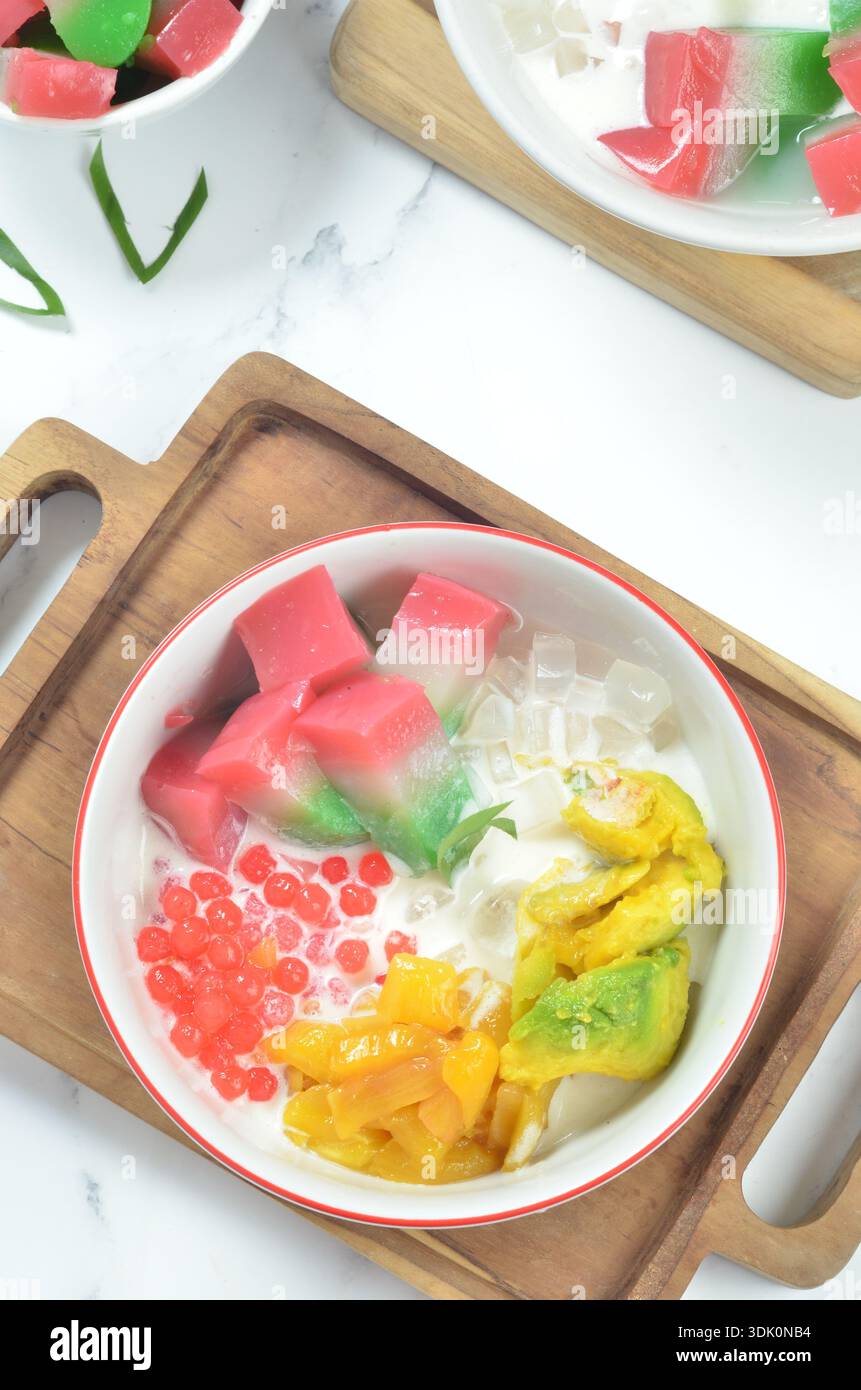 Betawi iced layered cake dessert. Es Selendang Mayang. Traditional ...