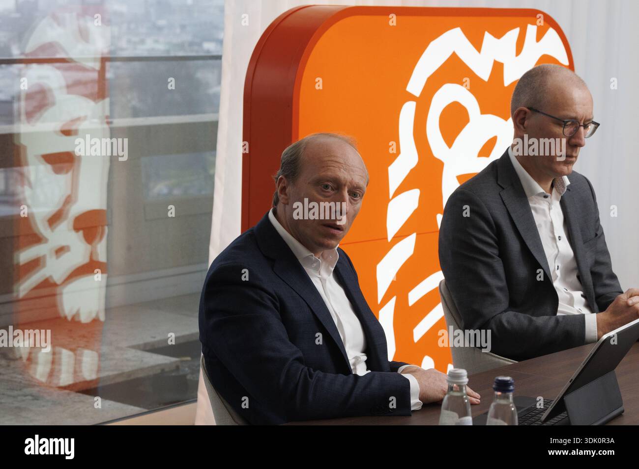 ING CEO Peter Adams and ING CFO Hans De Munck pictured during a press ...