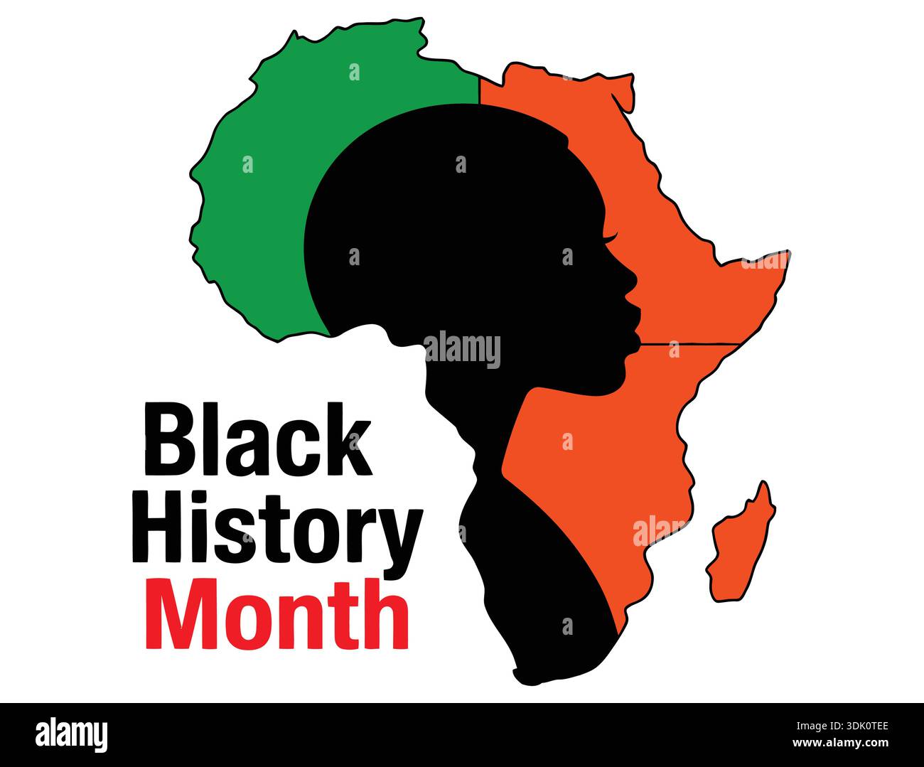 Black History Month Celebration with African Map and Black Silhouette ...