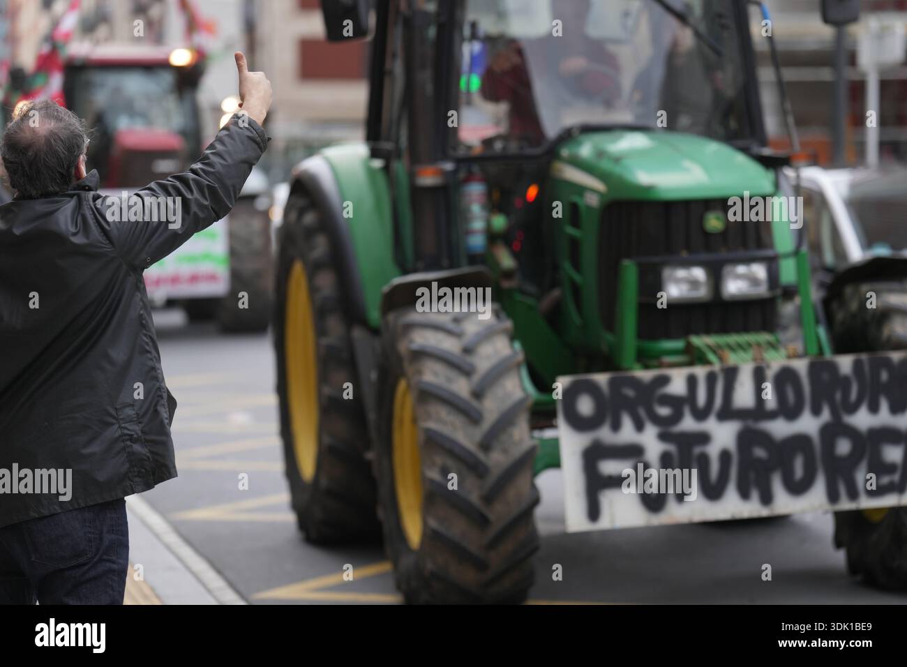 A person during a tractor march in Bilbao, 29 January 2026, in Bilbao ...