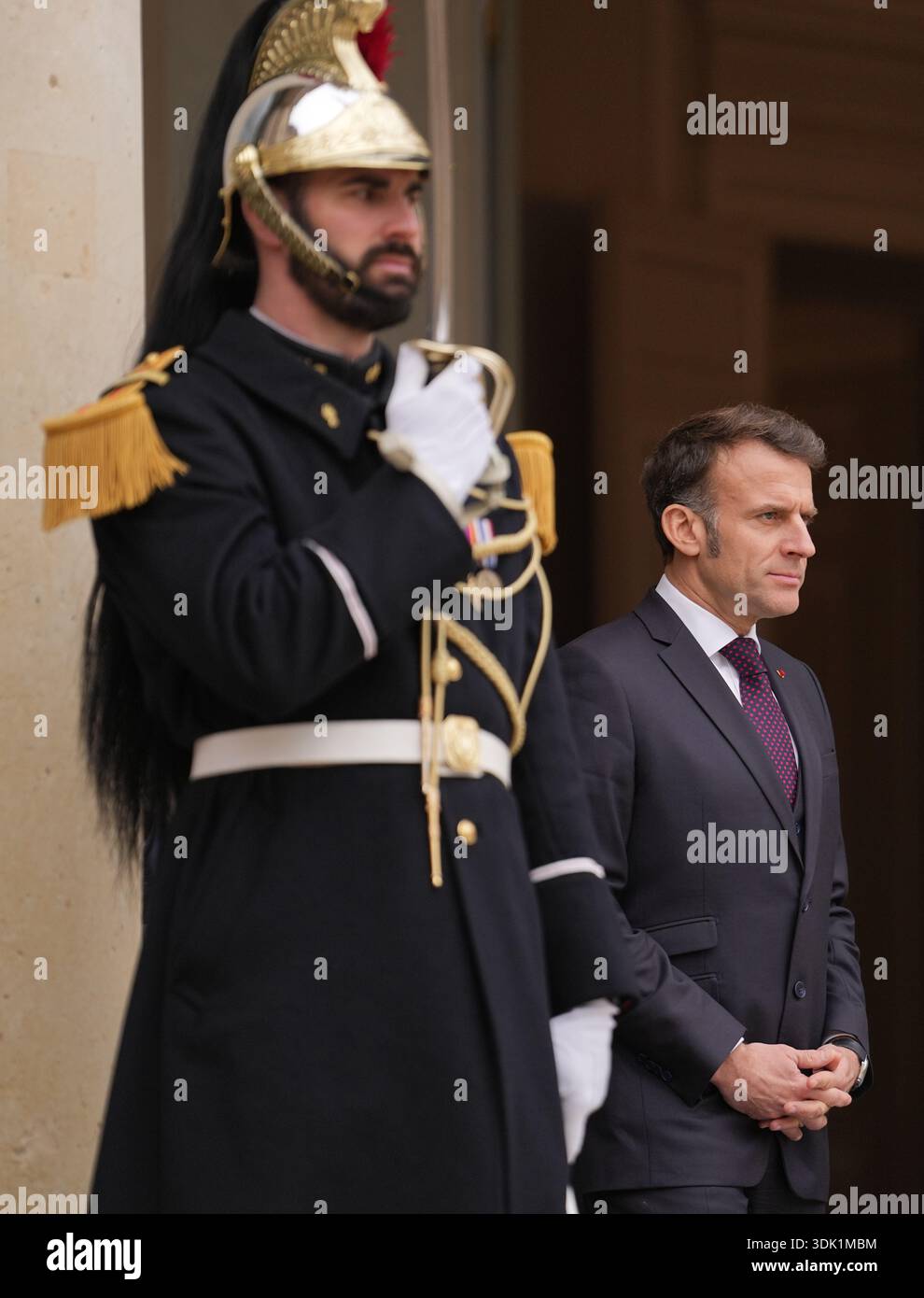 France's President Emmanuel Macron, awaits Slovakia's Prime Minister ...