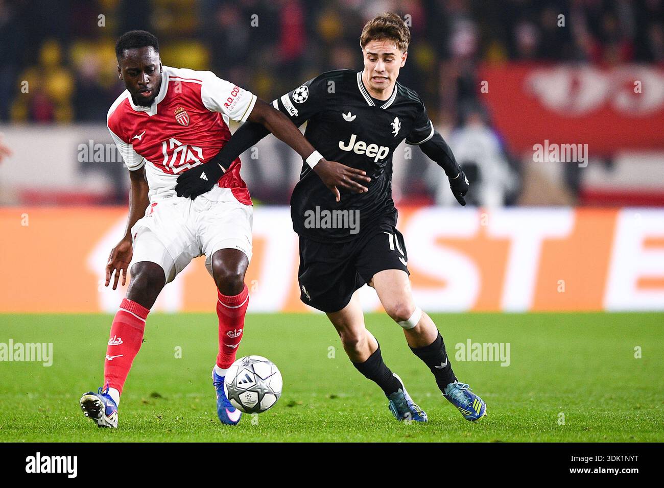 MONACO, MONACO - JANUARY 28: Jordan Teze of AS Monaco battles for the ...