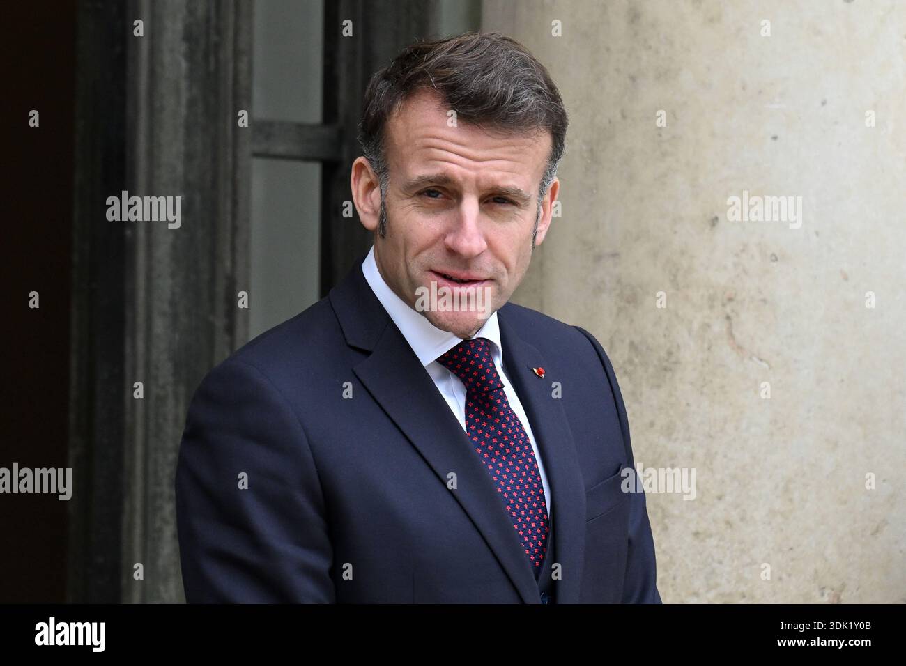France's President Emmanuel Macron welcome M. Robert Fico at the Elysee ...
