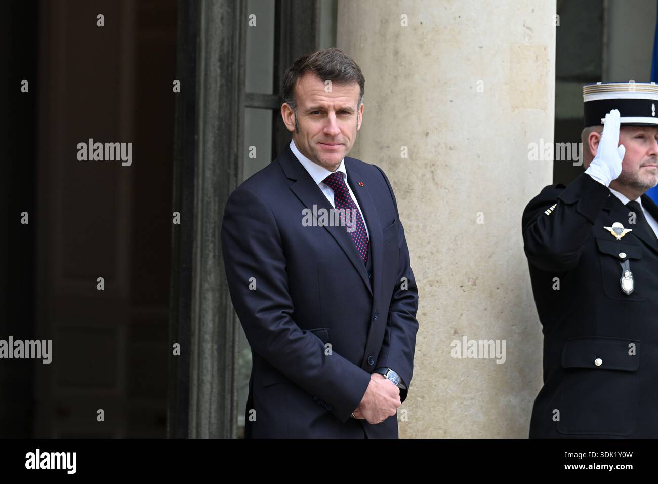 France's President Emmanuel Macron welcome M. Robert Fico at the Elysee ...