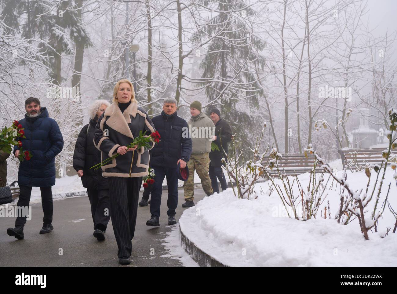 Kyiv, Ukraine - 29th January,2026: People attending a solemn winter ...