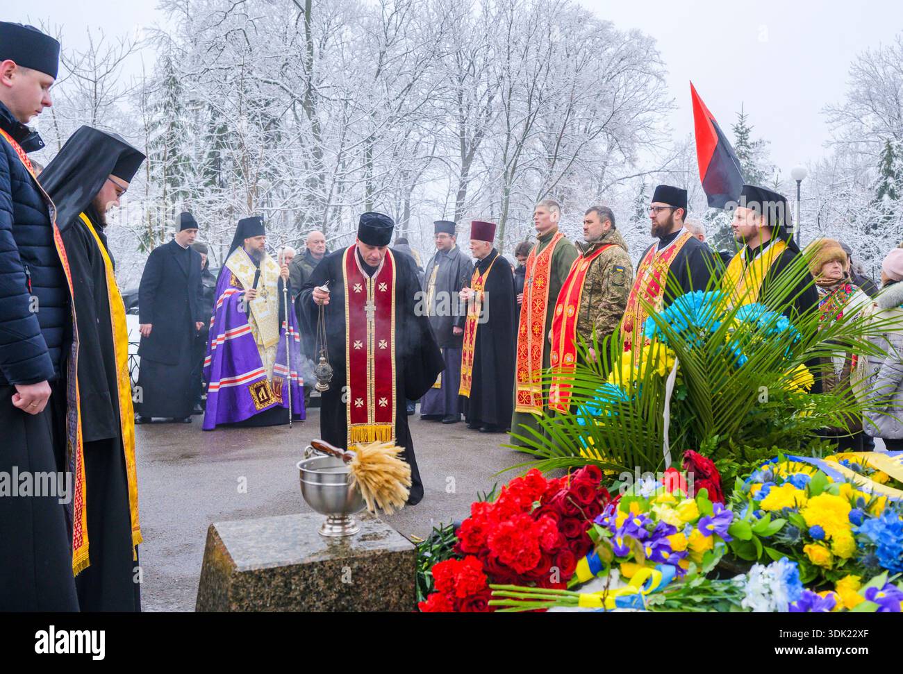Kyiv, Ukraine - 29th January,2026: Orthodox priests conducting a solemn ...