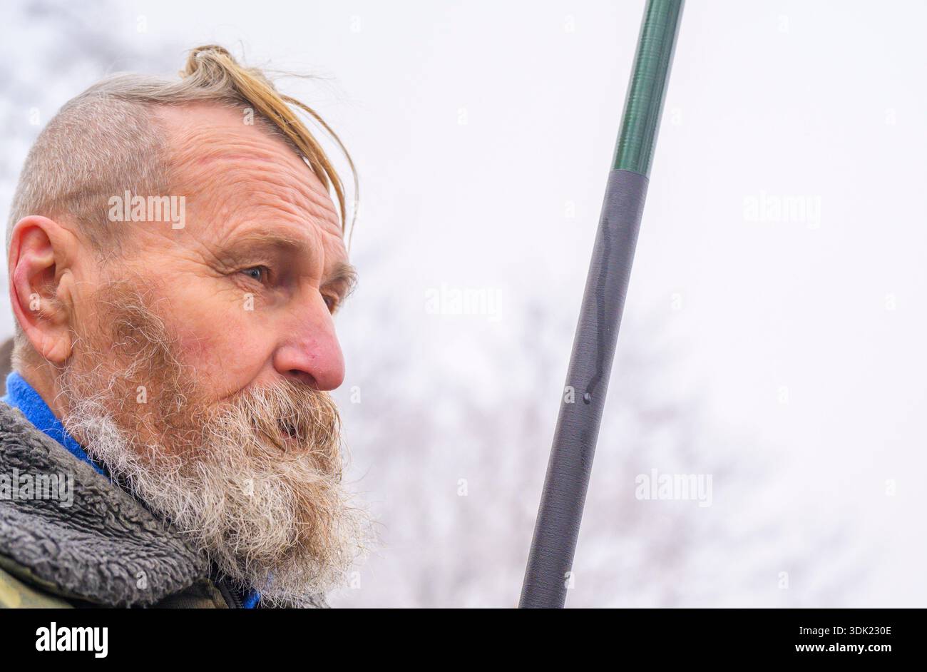 Kyiv, Ukraine - 29th January,2026: Elderly Ukrainian Cossack man with ...