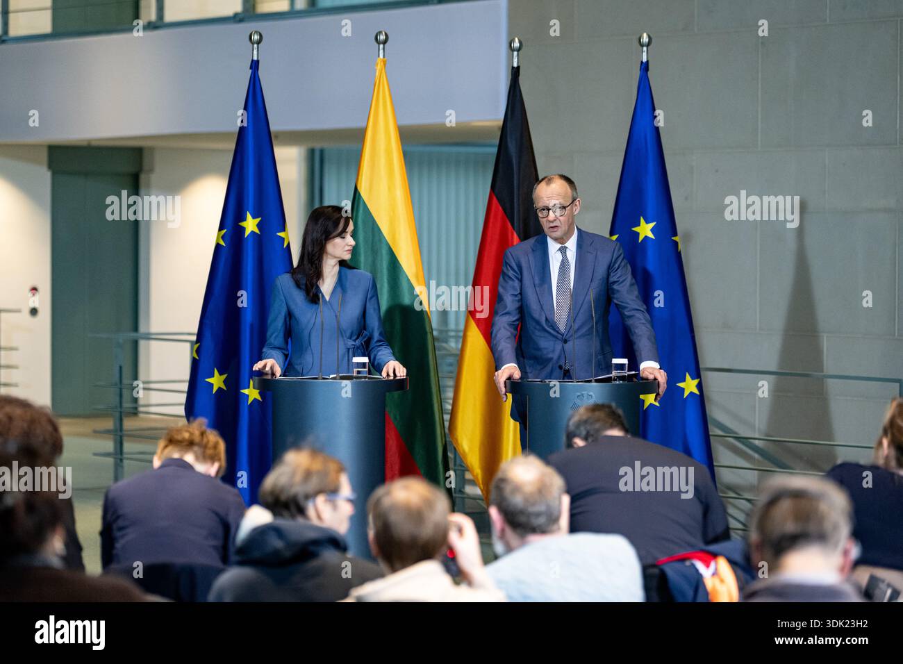 29 January 2026, Berlin: Federal Chancellor Friedrich Merz (CDU) and ...