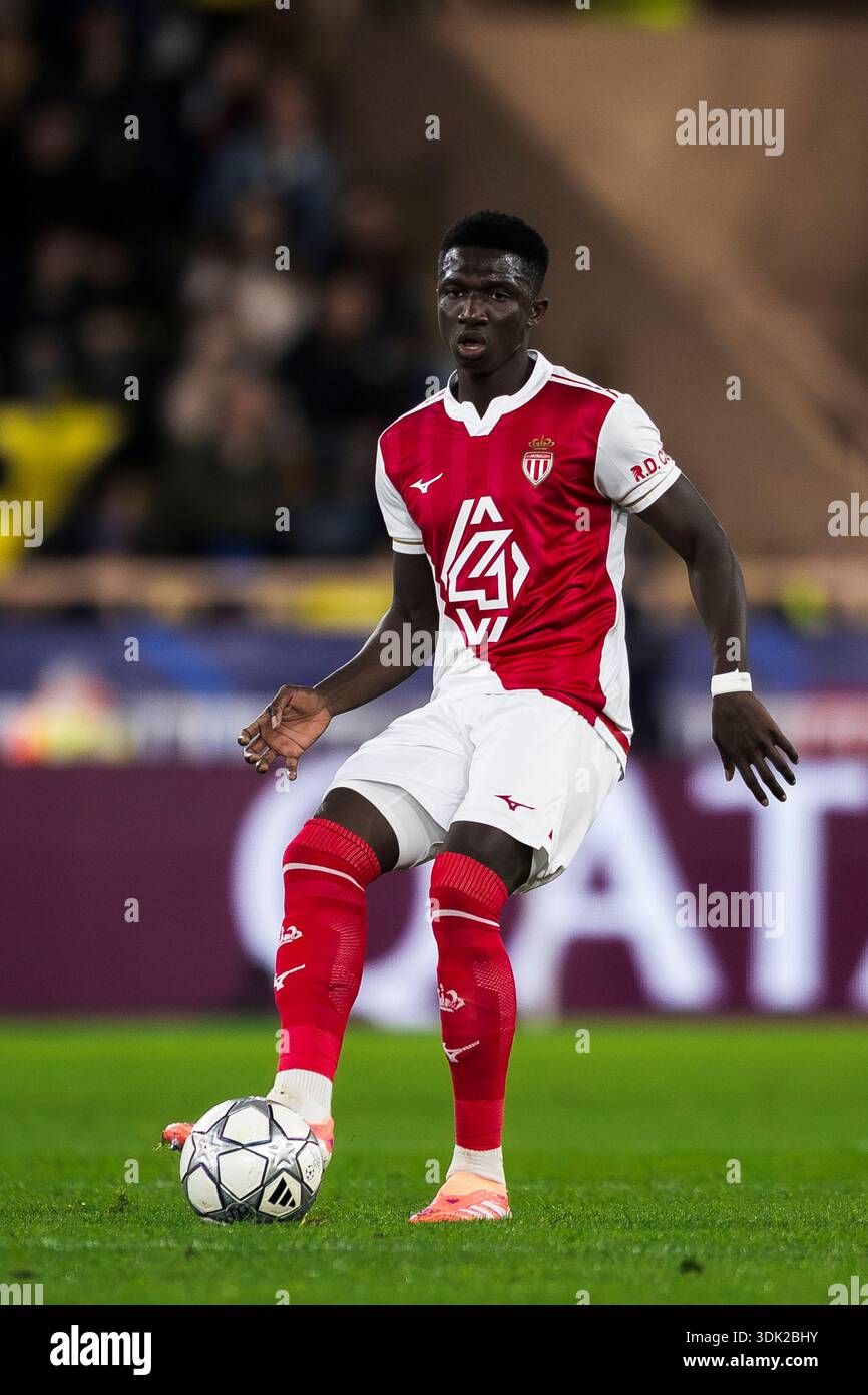 Lamine Camara of AS Monaco in action during the UEFA Champions League ...