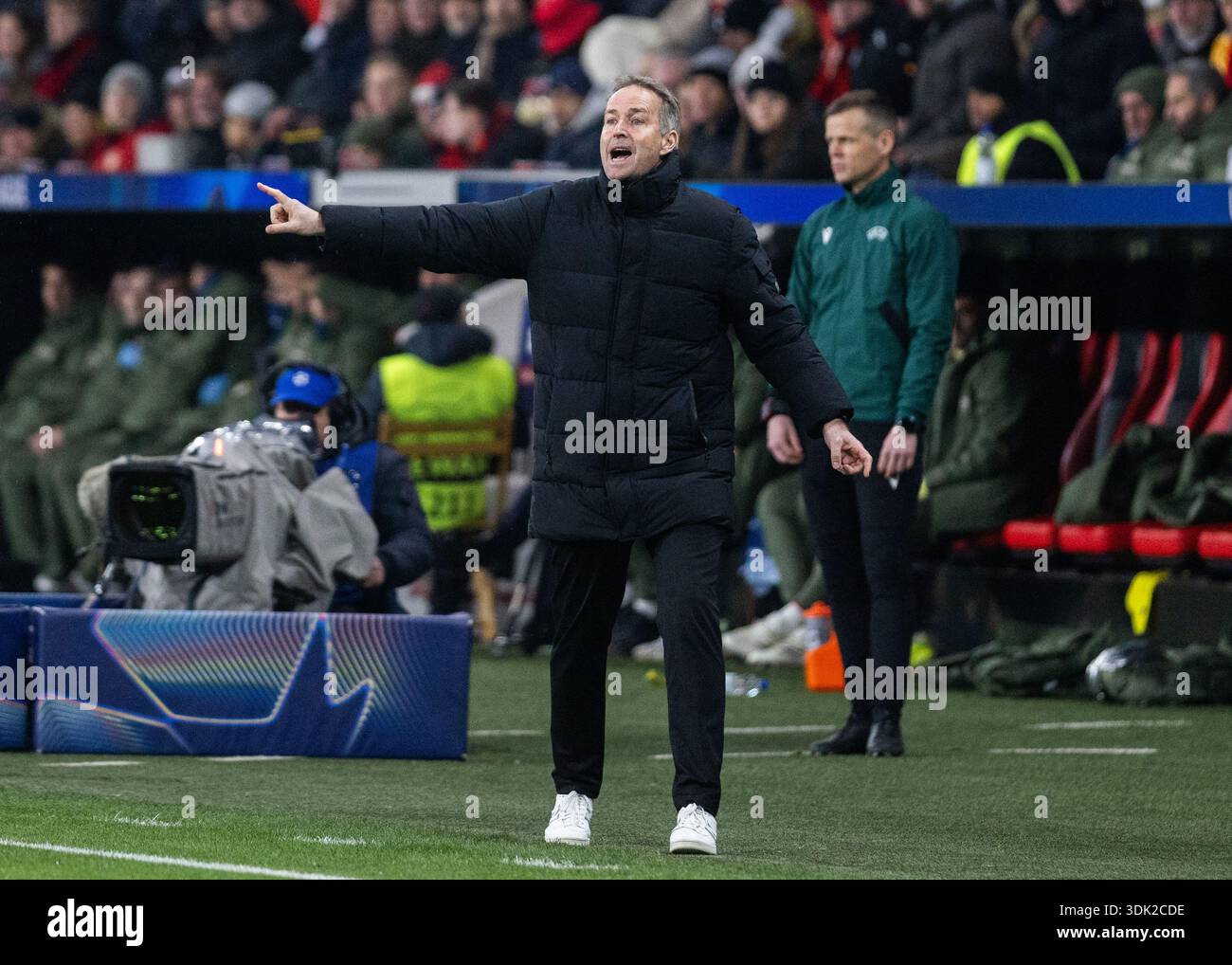 Leverkusen, Bayarena, 28.01.2026: Kasper Hjulmand of Leverkusen reacts ...