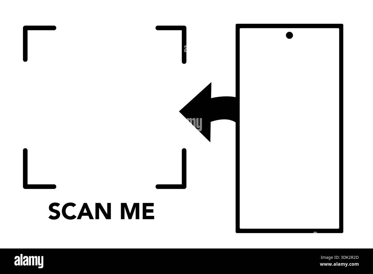 Scan me icon. Scan me frame with arrows and black square border, mobile ...