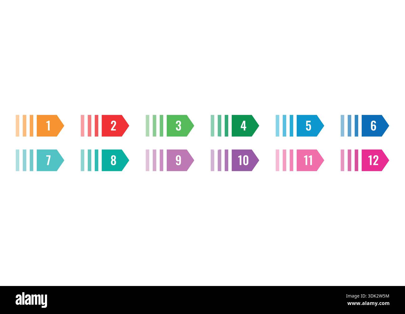 colorful arrow signs and 1-12 math numbers. 1-12 number buttons for ...