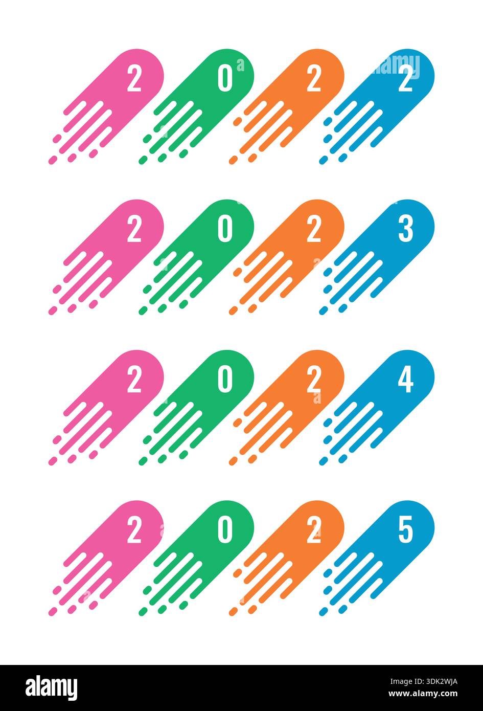 colorful and fast 2022, 2023, 2024, 2025 logos Stock Vector Image & Art ...