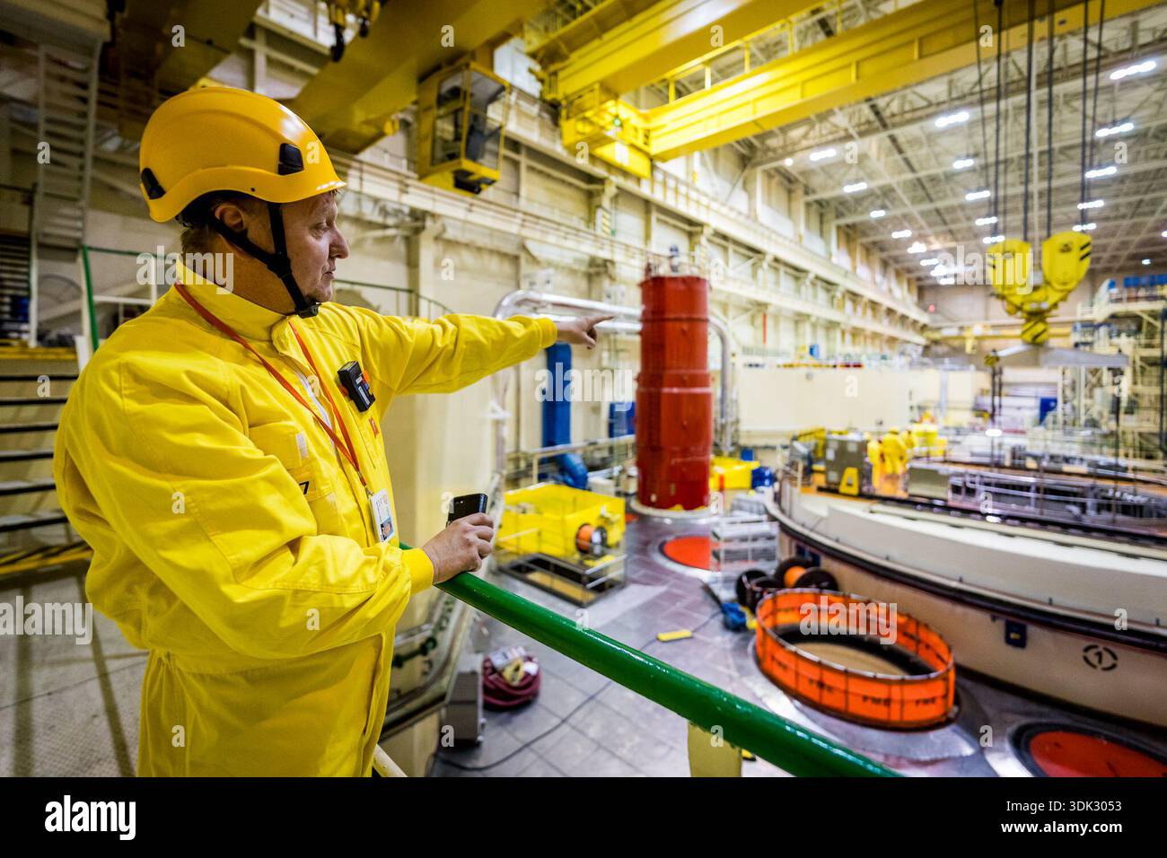 Dukovany Nuclear Power Plant Spokesman Jiri Bezdek above the reactor ...