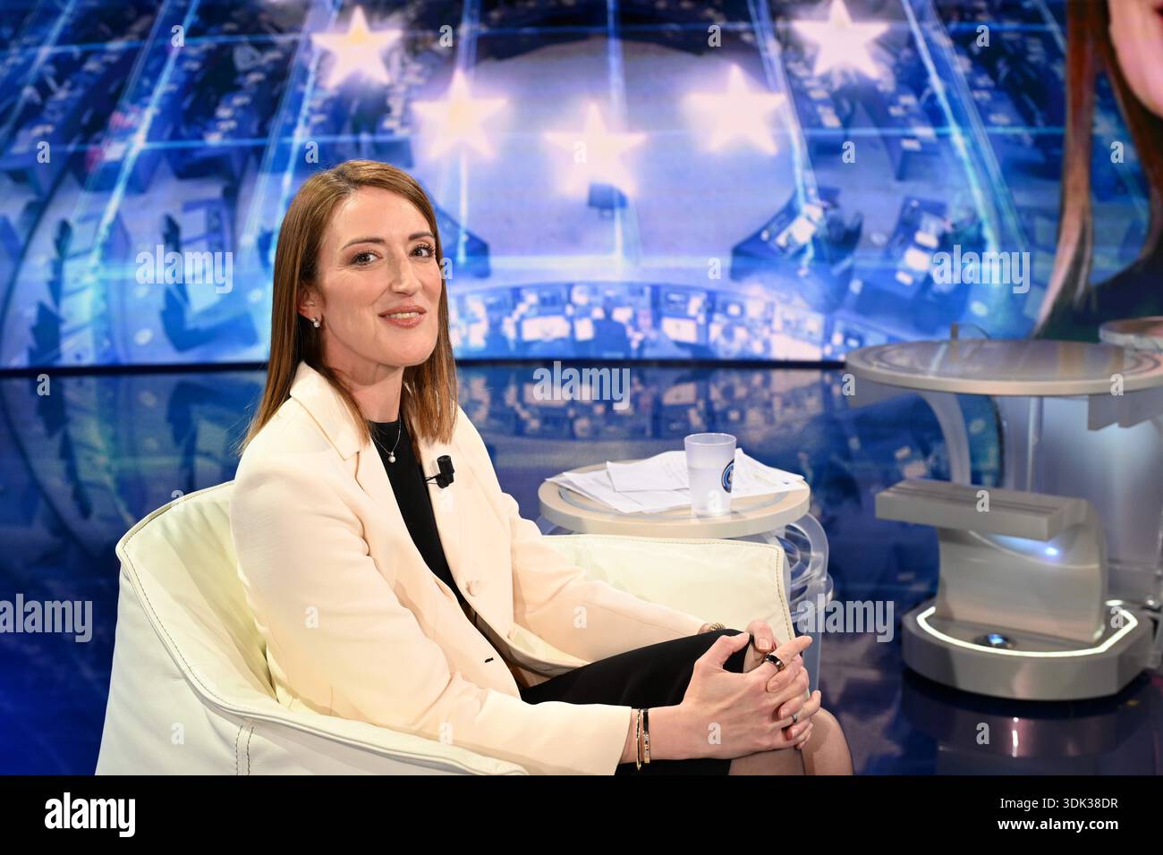 Rome: Rai Studios, Via Teulada. Porta a Porta with Roberta Metsola. In ...