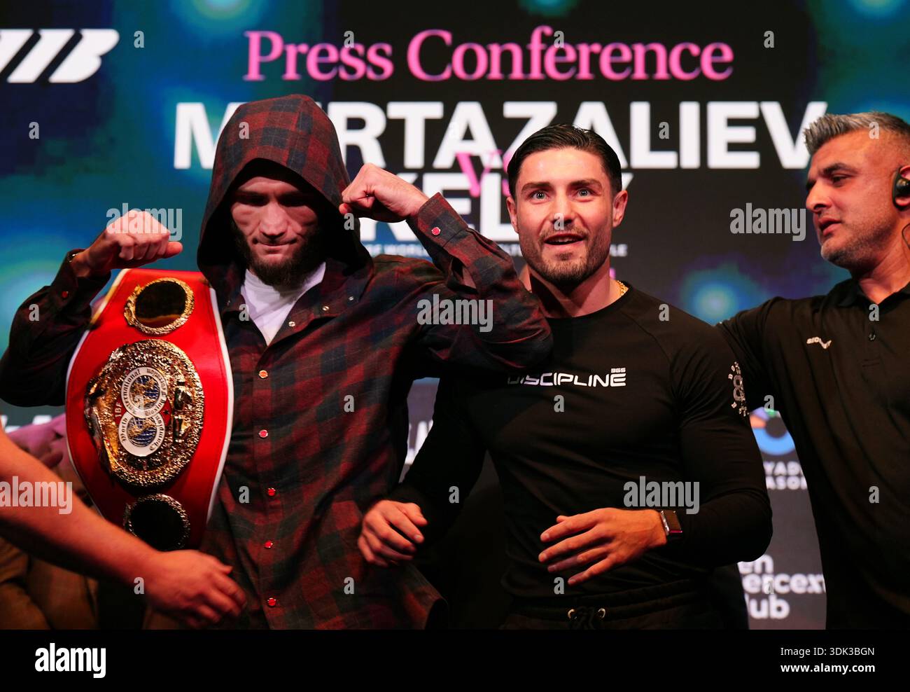 Josh Kelly and Bakhram Murtazaliev face off during a press conference ...