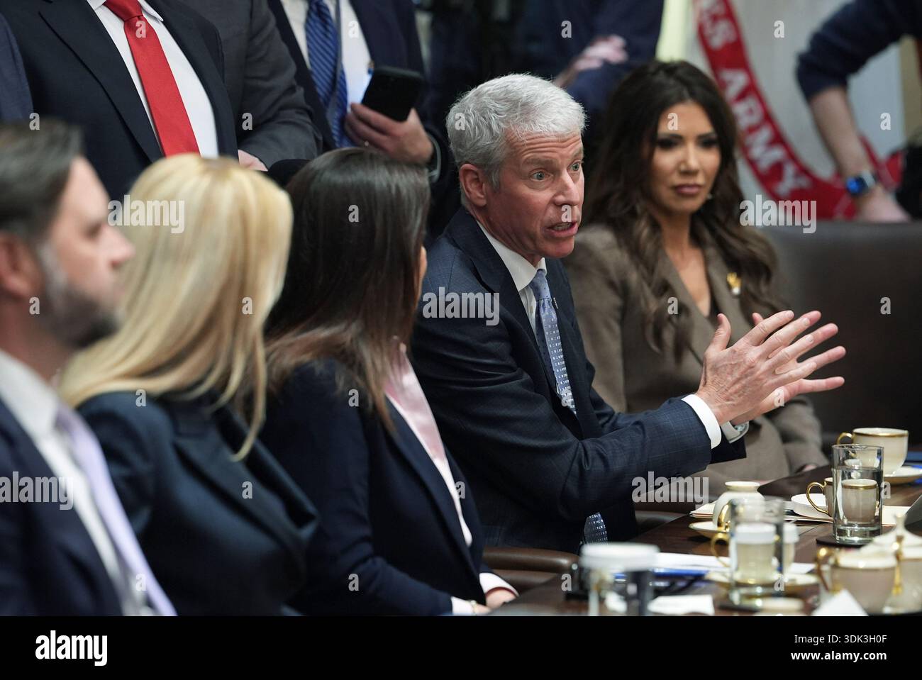 Energy Secretary Chris Wright speaks during a cabinet meeting at the ...