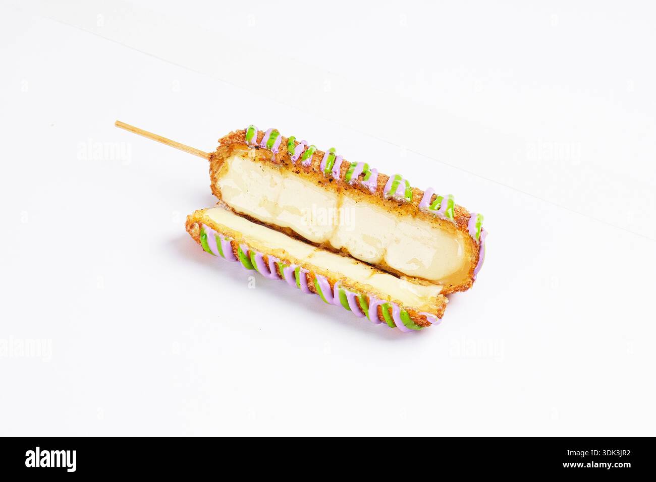 Split Fried Cheese Bar Reveals Melting. Gooey Mozzarella Core ...