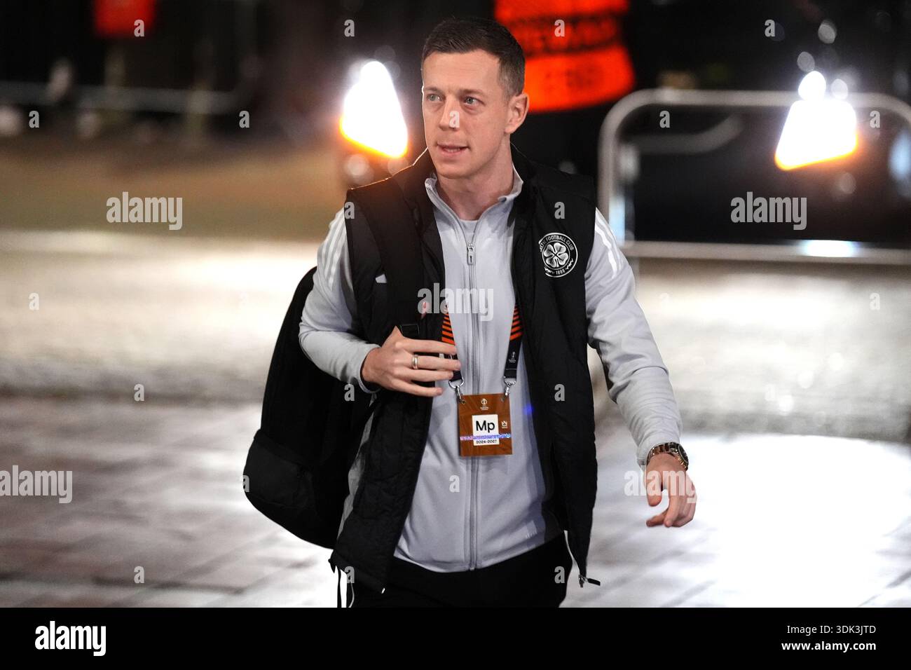Celtic's Callum McGregor arrives to the stadium ahead of the UEFA ...