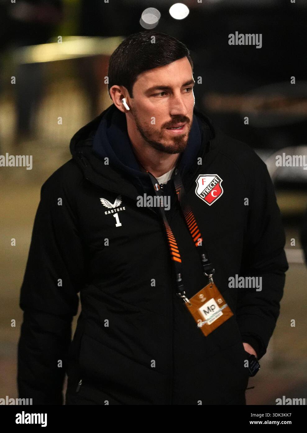 Utrecht goalkeeper Vasilis Barkas arrives ahead of the UEFA Europa ...