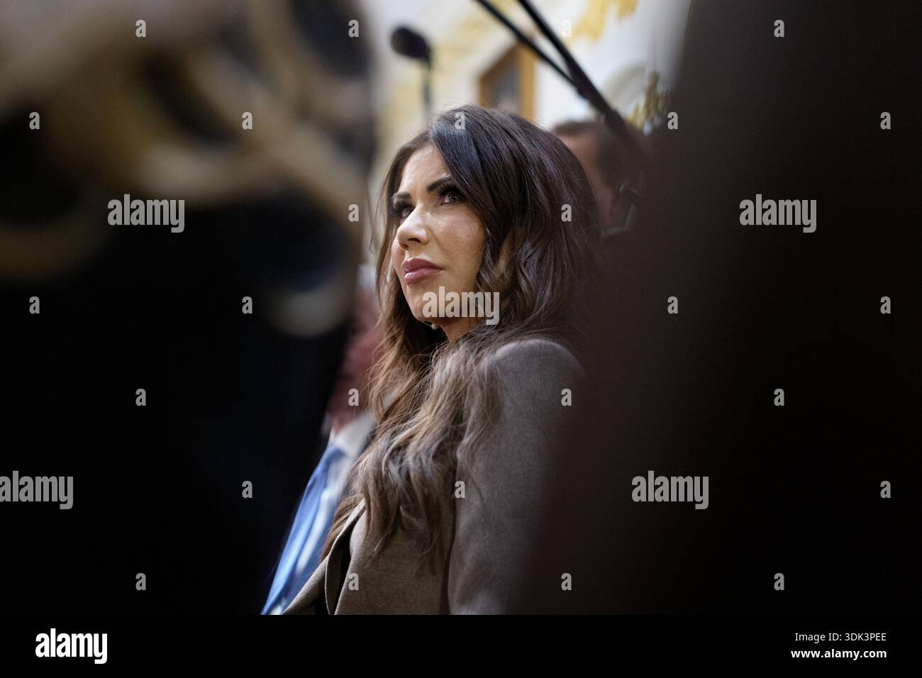 United States Secretary of Homeland Security (DHS) Kristi Noem during a ...