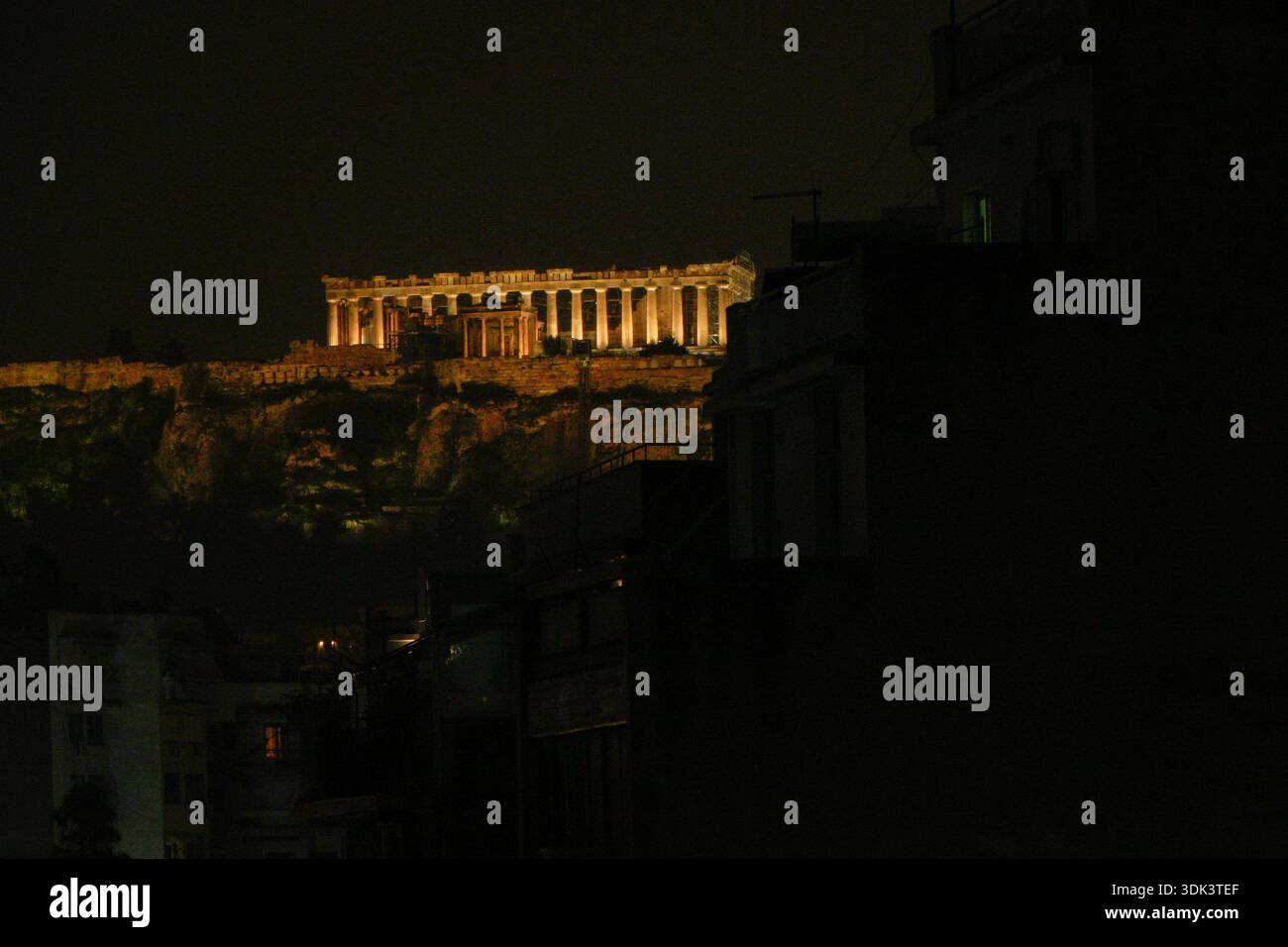 The Parthenon is seen during a rain storm in Athens, Greece on 21 ...