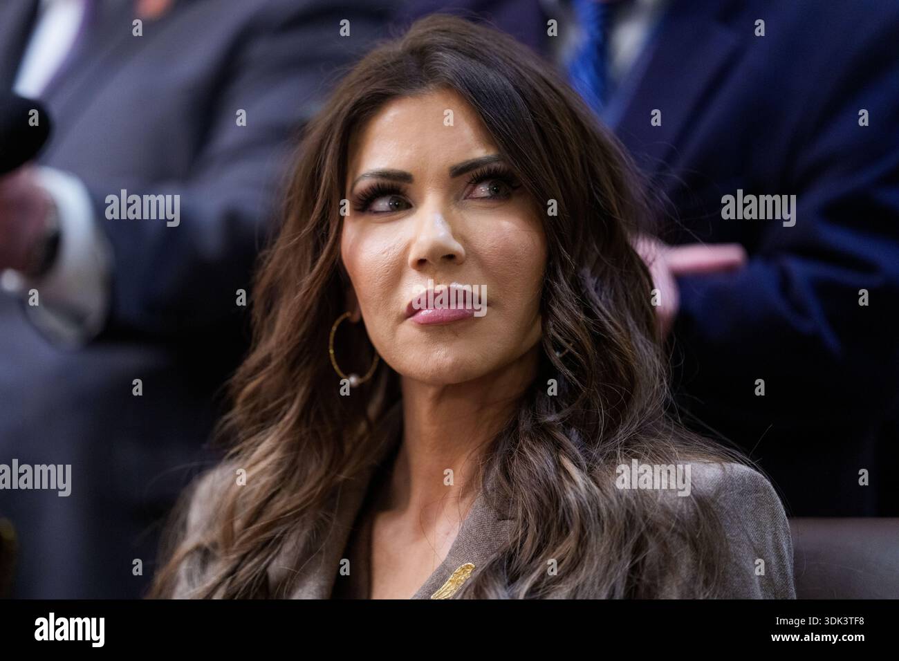 United States Secretary of Homeland Security (DHS) Kristi Noem during a ...