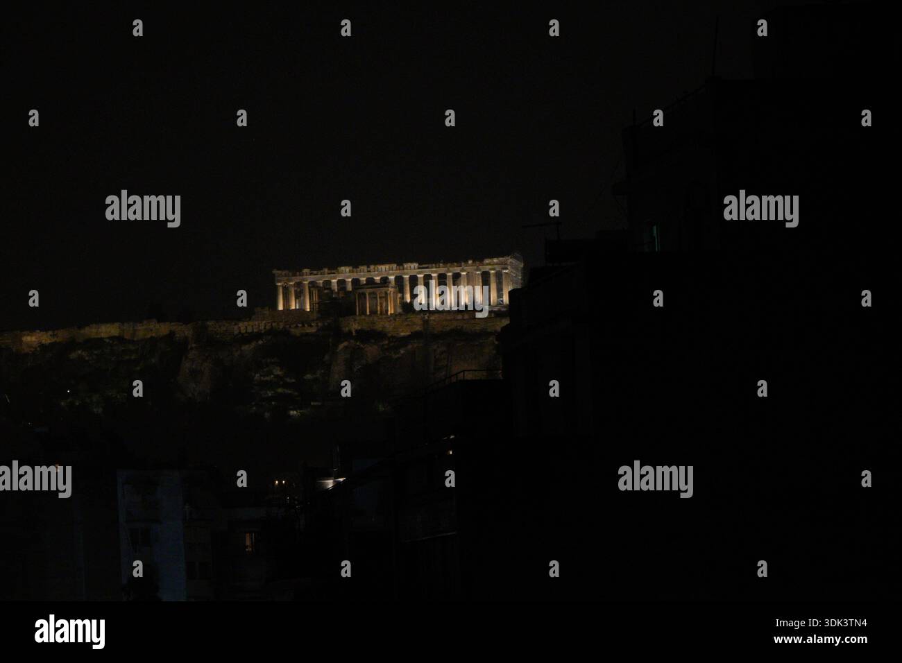 The Parthenon is seen during a rain storm in Athens, Greece on 21 ...