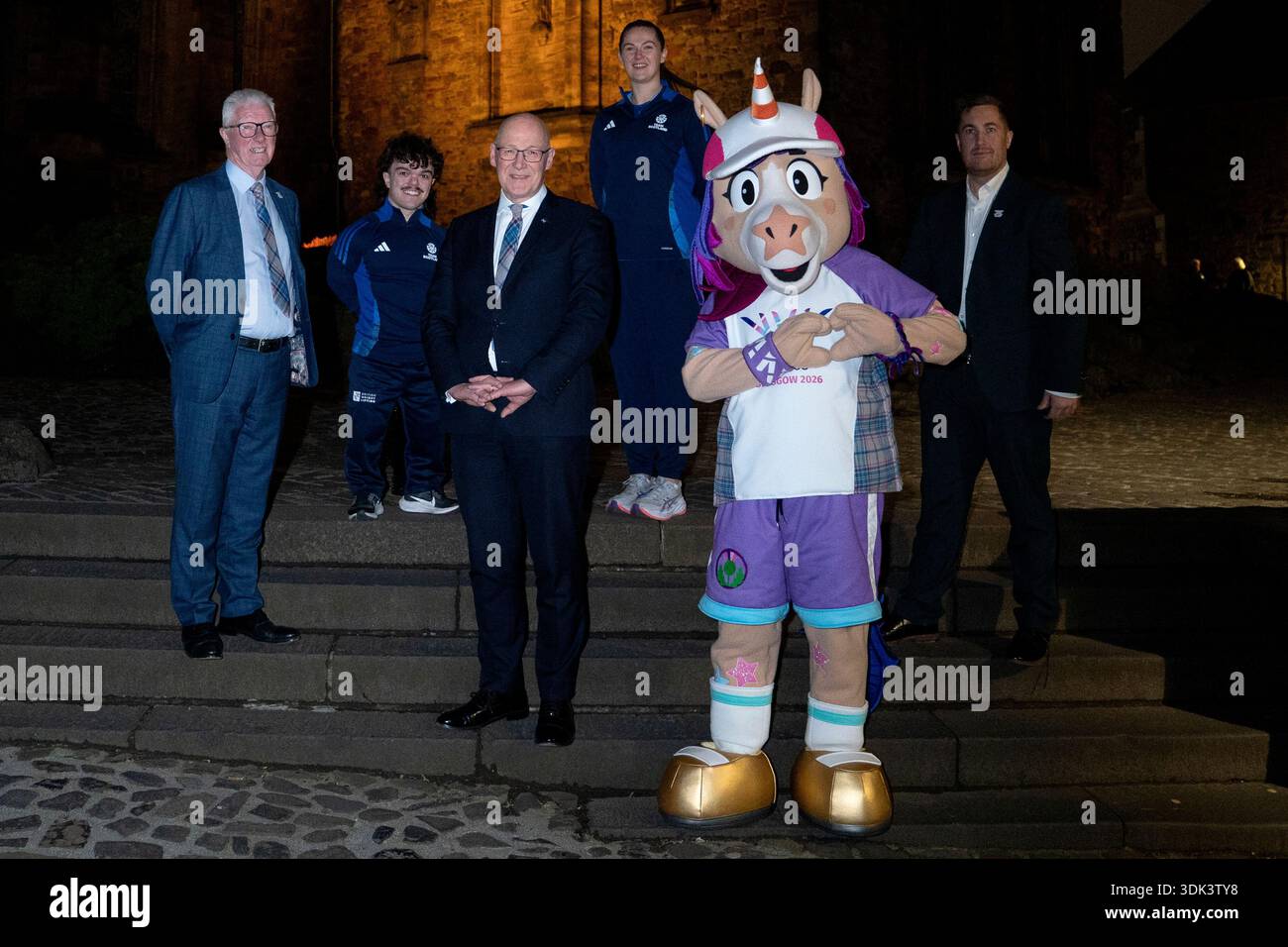 (left to right) Chair George Black CBE, athlete Finlay Davidson, First ...