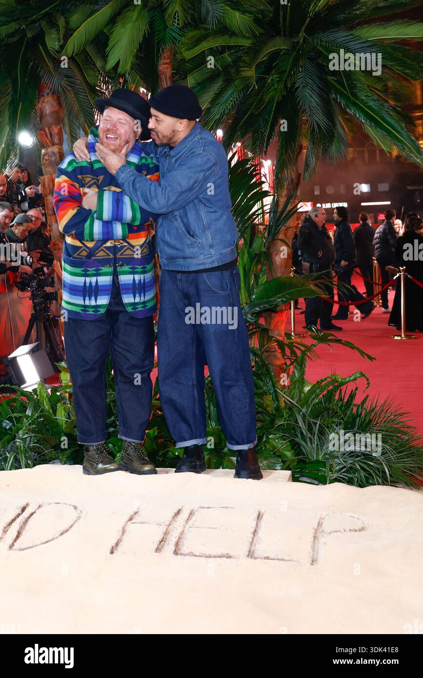Leigh Francis, left, and Jade Jones pose for photographers upon arrival ...