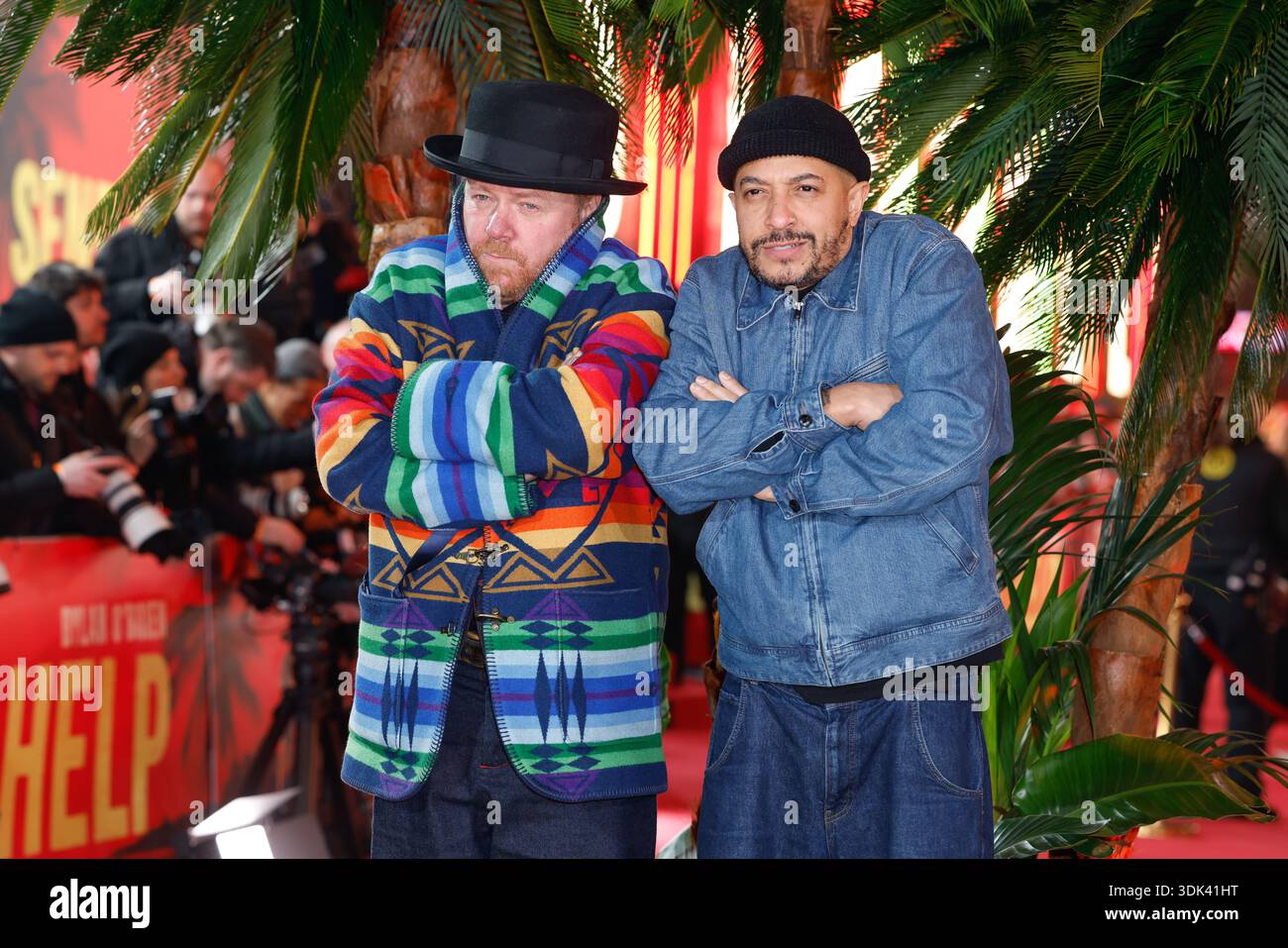Leigh Francis, left, and Jade Jones pose for photographers upon arrival ...
