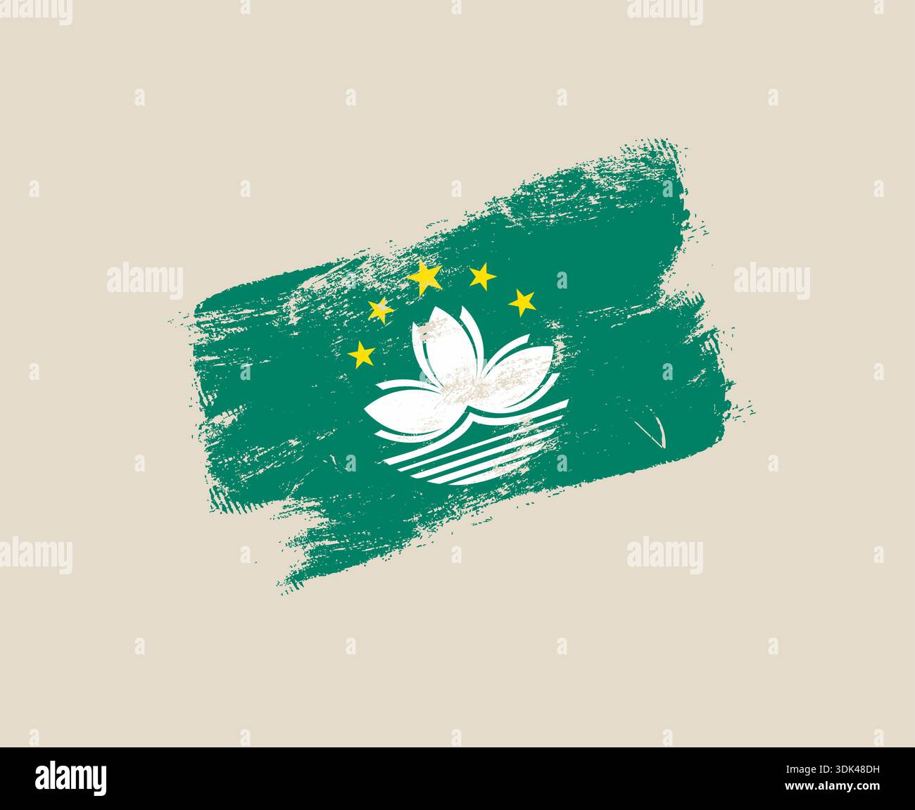 Stylized Macau Flag Vector Illustration with Grunge Brushstroke Effect ...