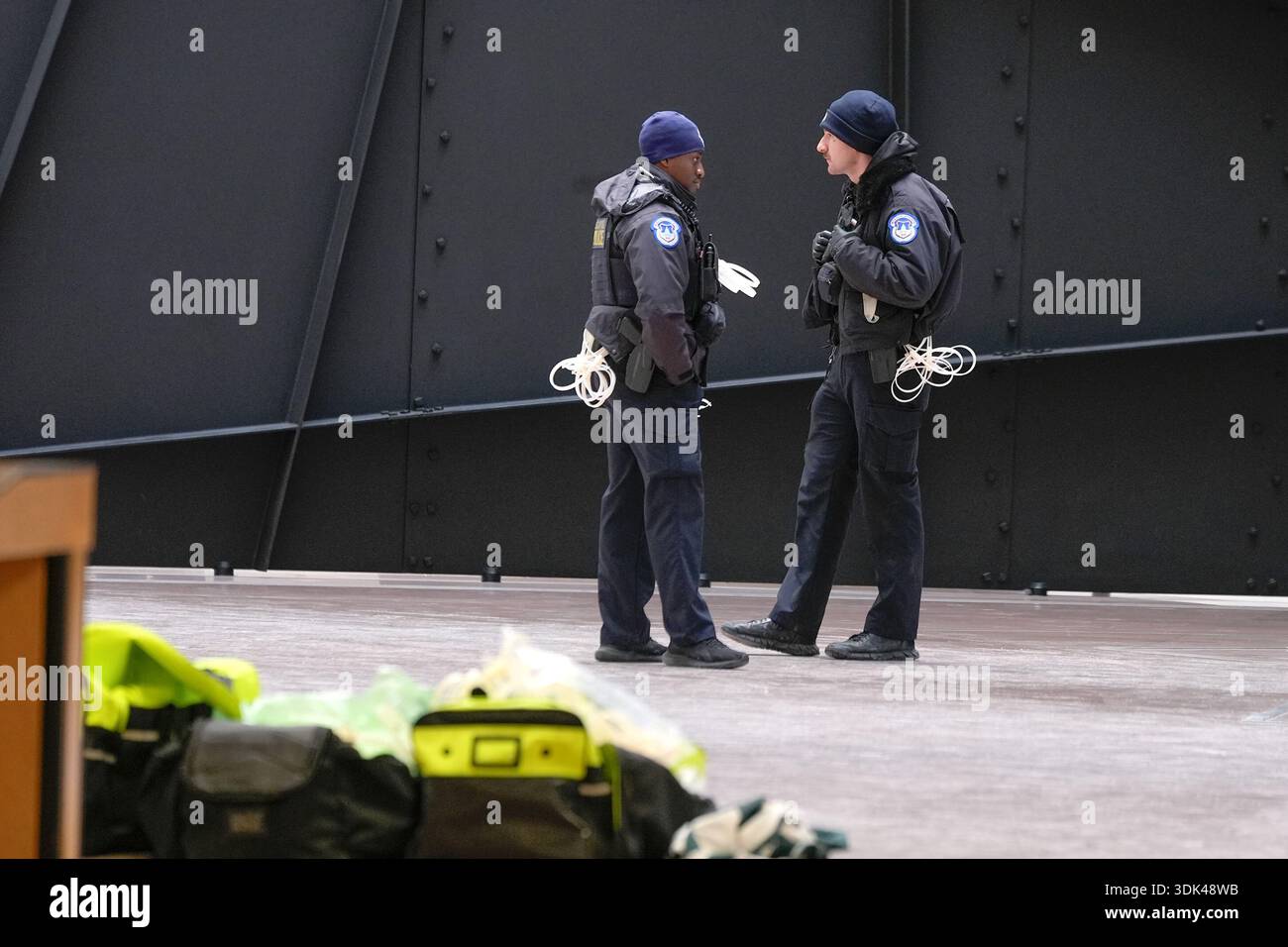 The US Capitol Police officers stand guard during a protest inside the ...