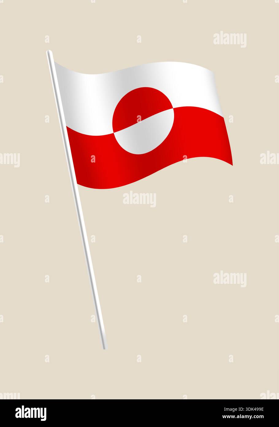 Greenland National Flag Waving Proudly on a Pole Representing Identity ...