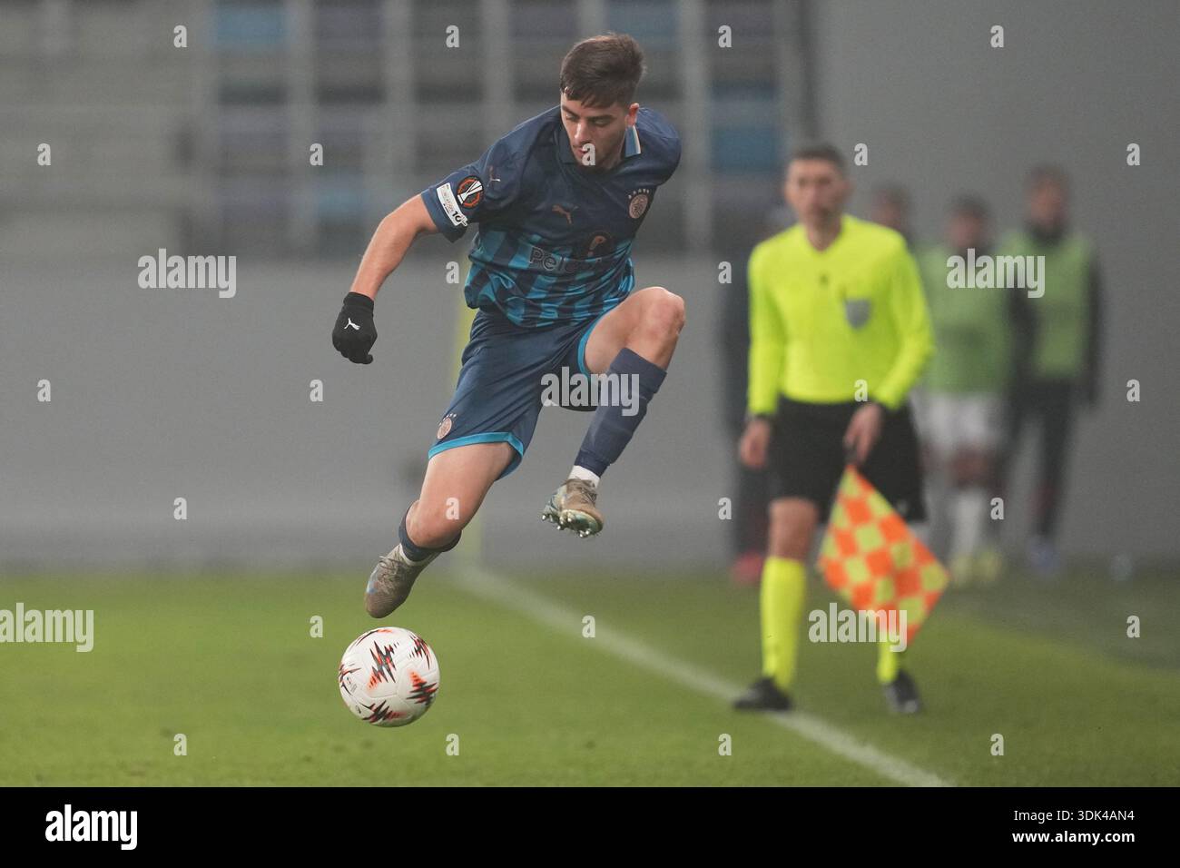 Maccabi Tel Aviv's Noam Ben Harush controls the ball during the Europa ...