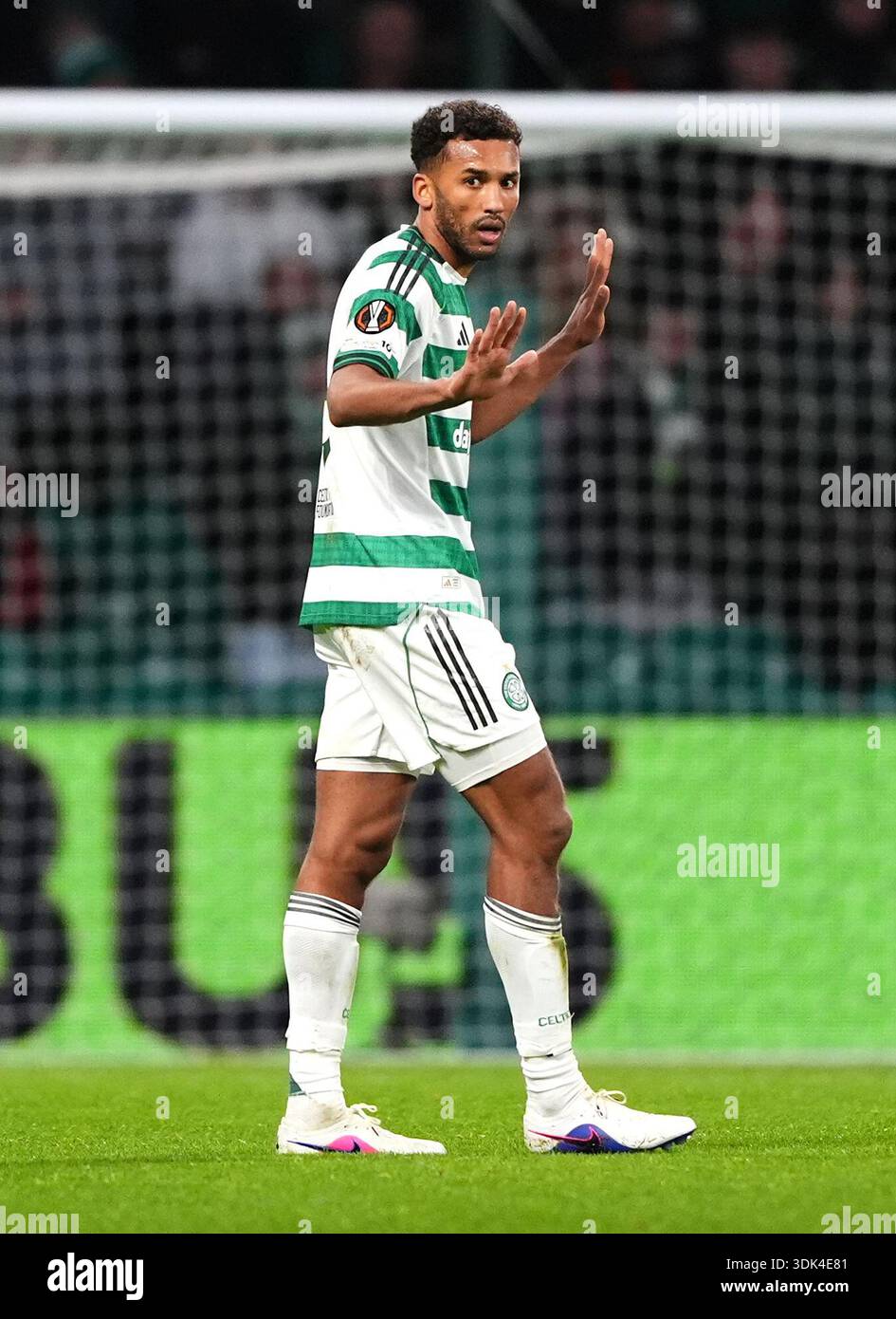 Celtic's Auston Trusty reacts during the UEFA Europa League match at ...