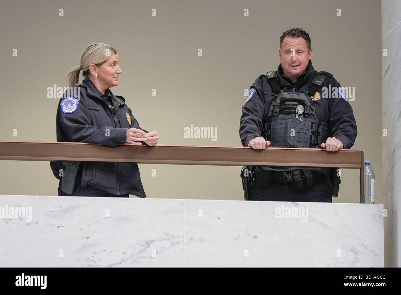 The US Capitol Police officers stand guard after a protest inside the ...
