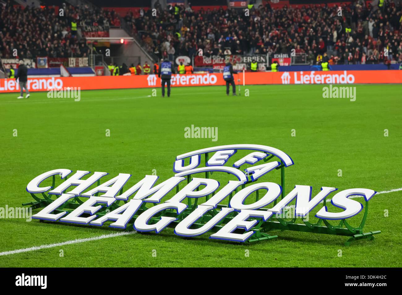 The UEFA Champions League logo on the pitch, UEFA Champions League ...